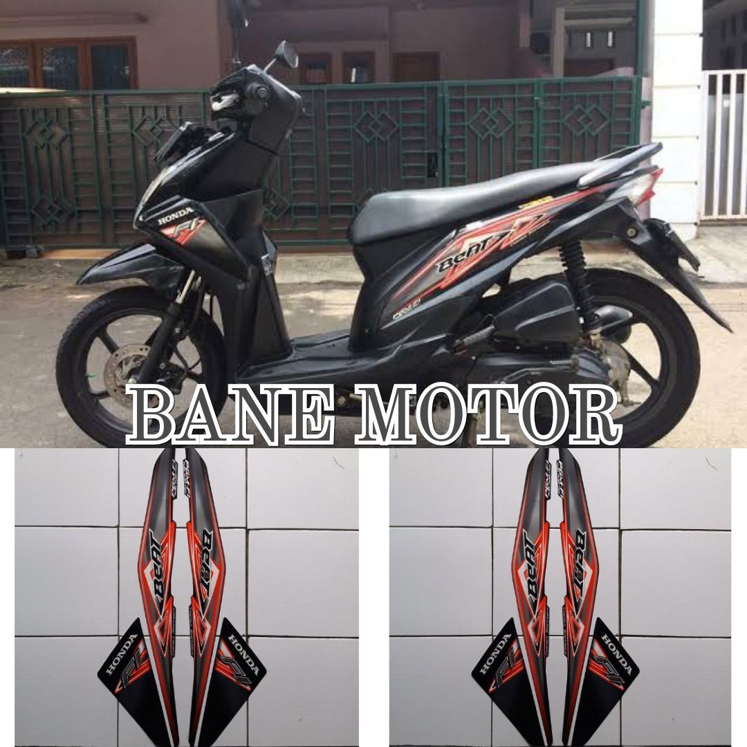 stiker striping body Honda Beat FI tahun 2013 2014 hitam / striping ...