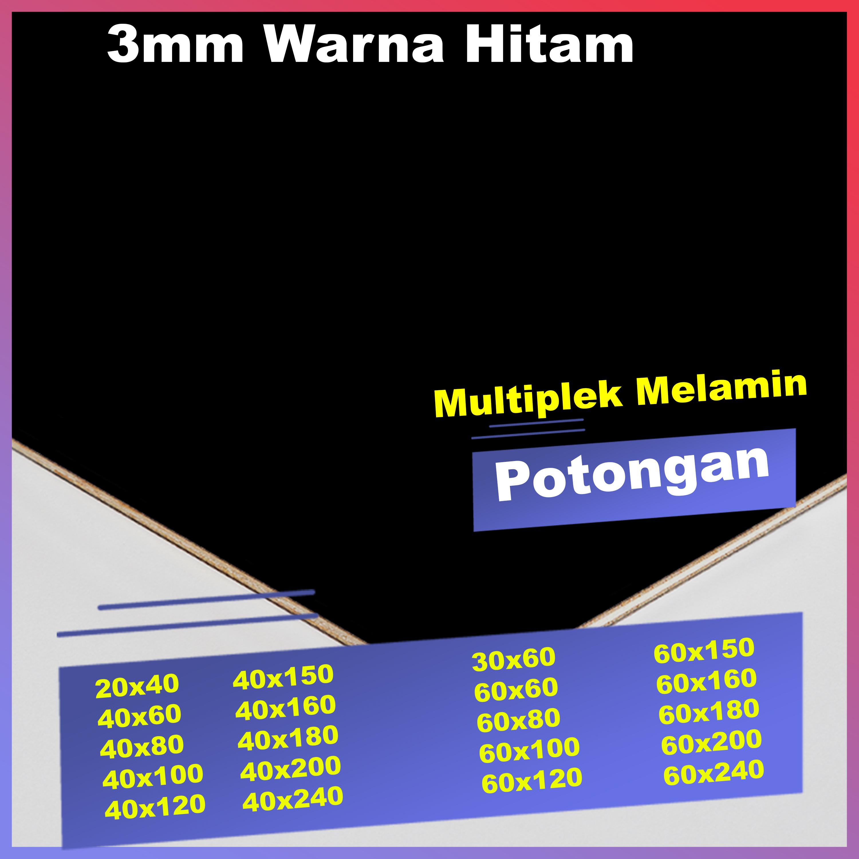 Triplek 3mm Melamin Hitam Potongan | Lazada Indonesia