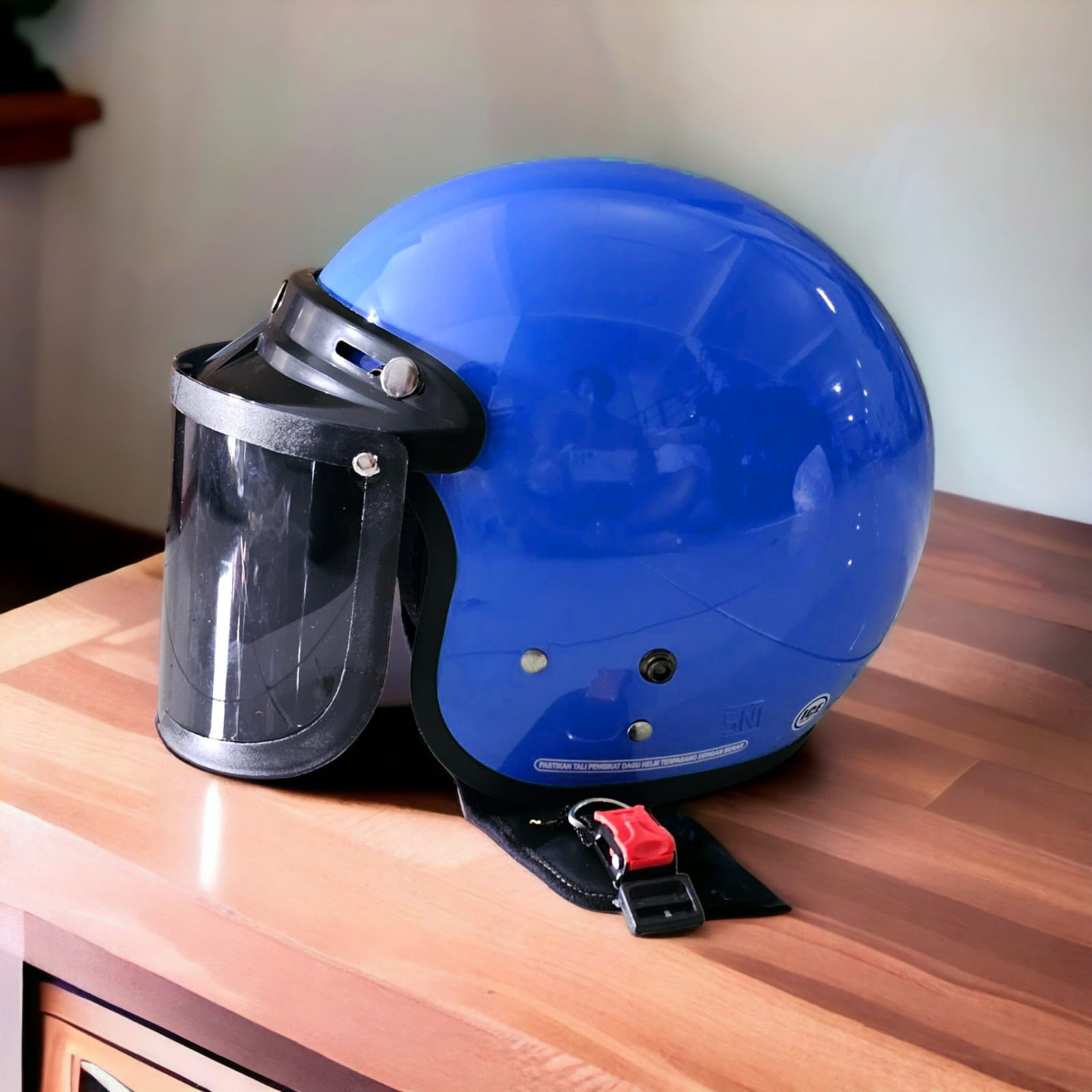 HELM RETRO IDENTIK CARGLOSS biru doff dewasa free paking kardus box ...