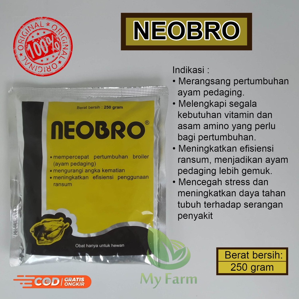 Neobro 250 Gram Vitamin Pertumbuhan Penggemuk Unggas Obat Penambah ...