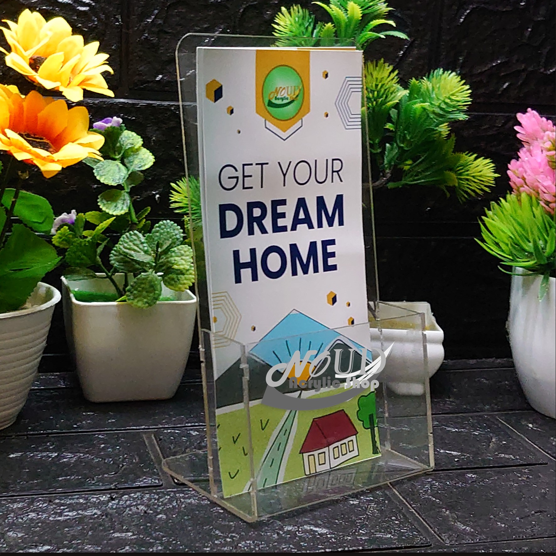 Tempat brosur Akrilik - Acrylic standing leaflet - Ukuran Sepertiga A4 ...