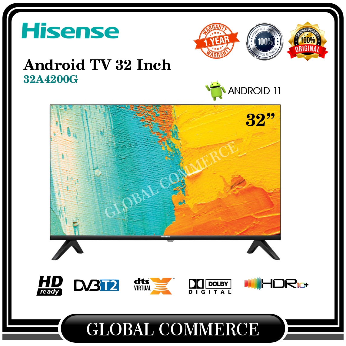 Hisense Smart Android Digital TV 32 inch Full HD Bezeless 32A4200G | Lazada Indonesia