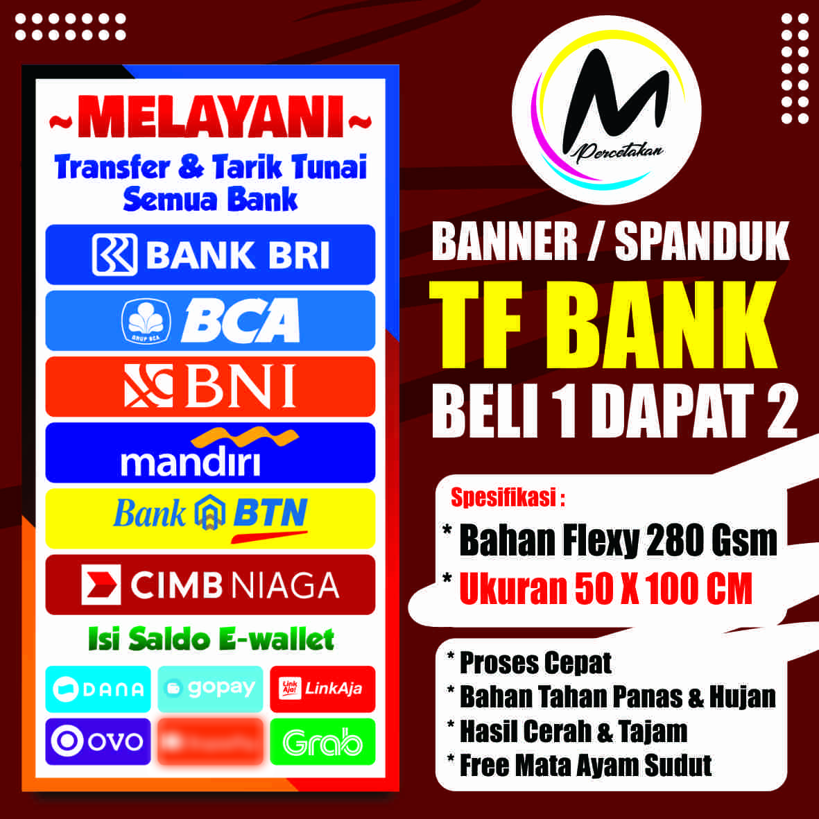 Banner Konter Spanduk TF BANK Ukuran 50x100 cm | Lazada Indonesia