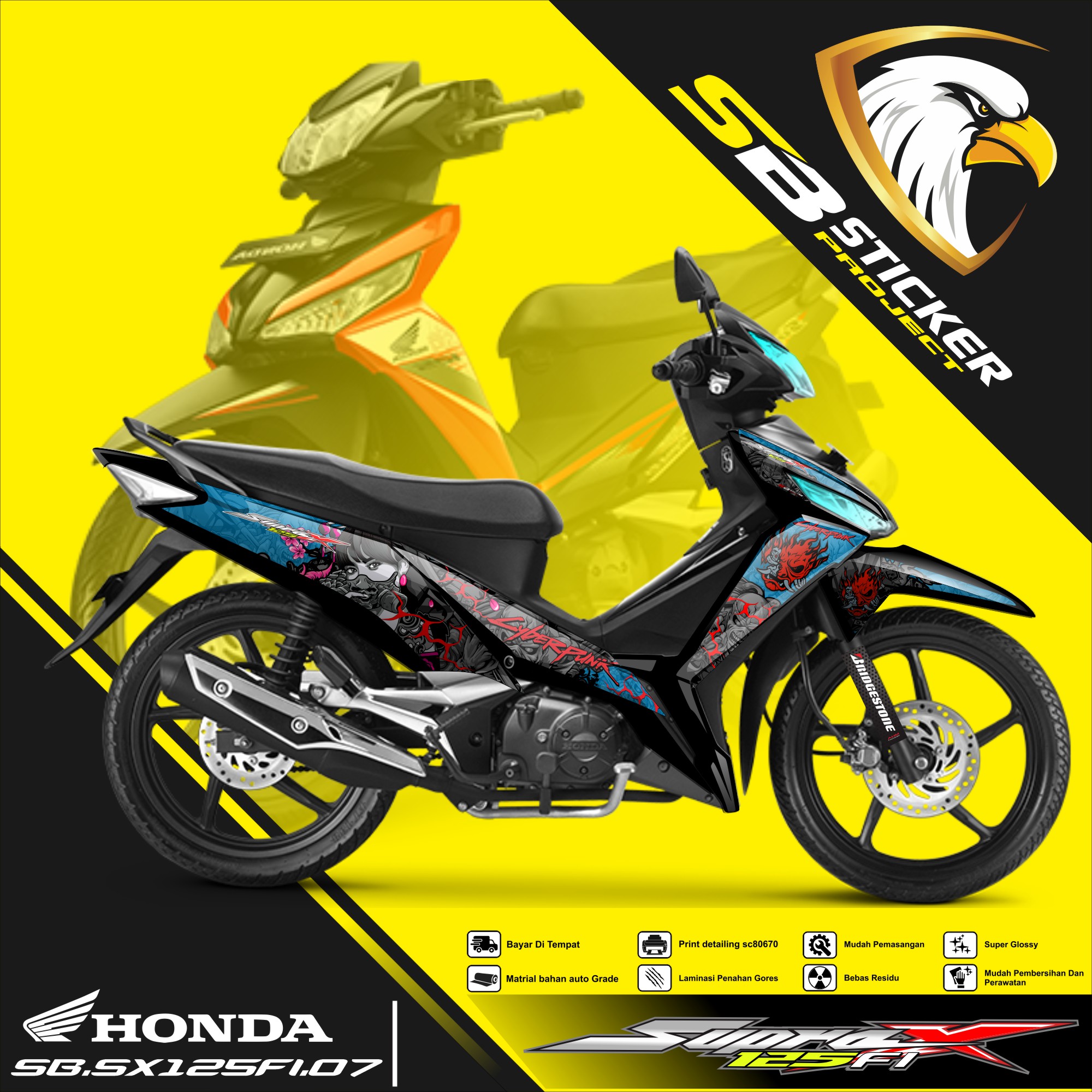 STRIPING SUPRA X 125 FI- STICKER STRIPING HOLOGRAM HONDA SUPRA X 125 FI ...