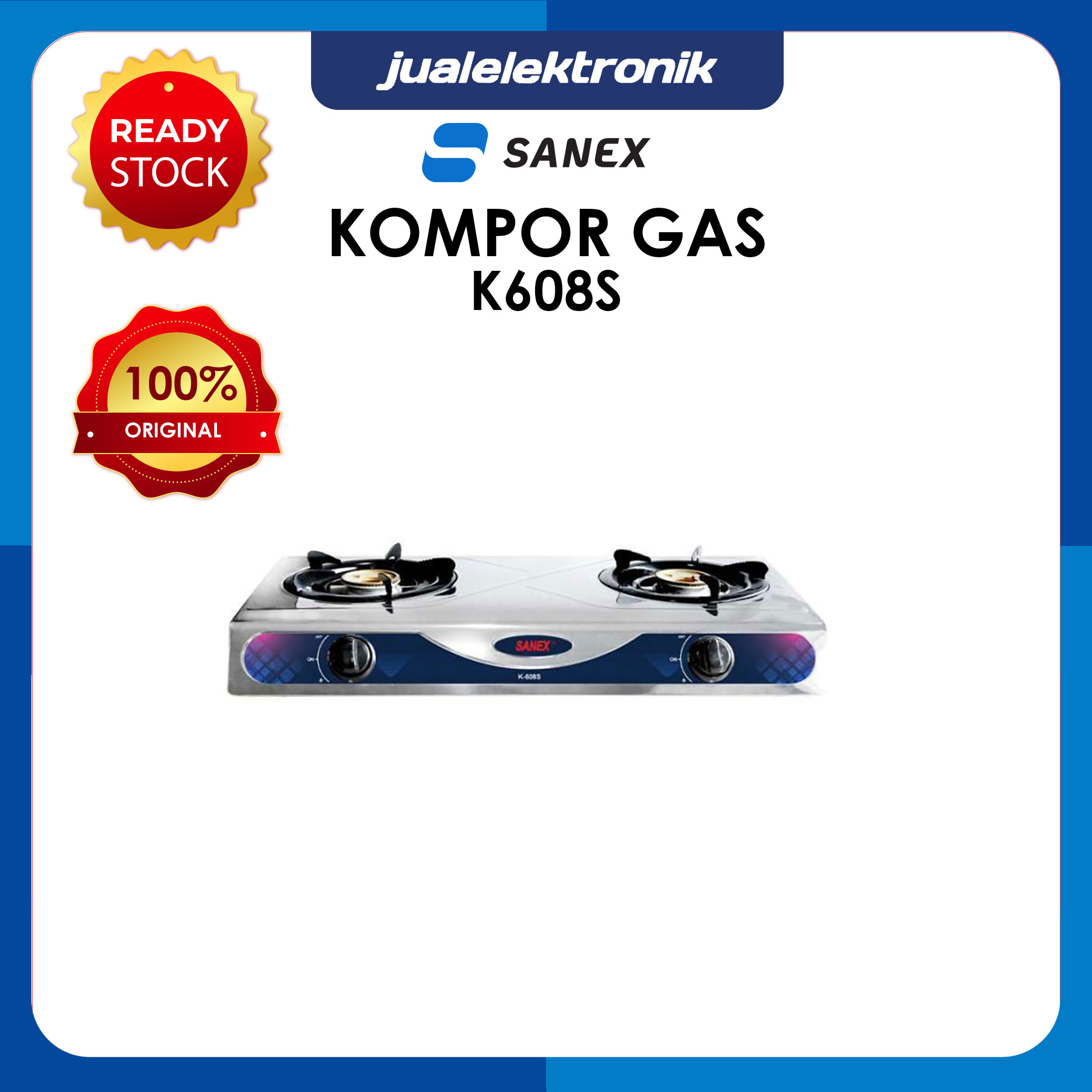 Sanex Kompor Gas 2 Tungku K-608 S / K608S / K-608S / K 608 S / K-608-S- Stainless Steel | Lazada ...