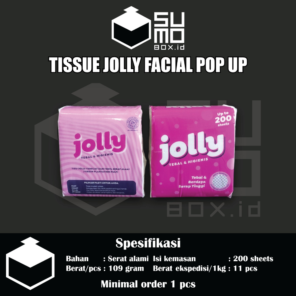 Tissue JOLLY POP UP Facial 200 sheets 2 ply / Tisu Promo | Lazada Indonesia