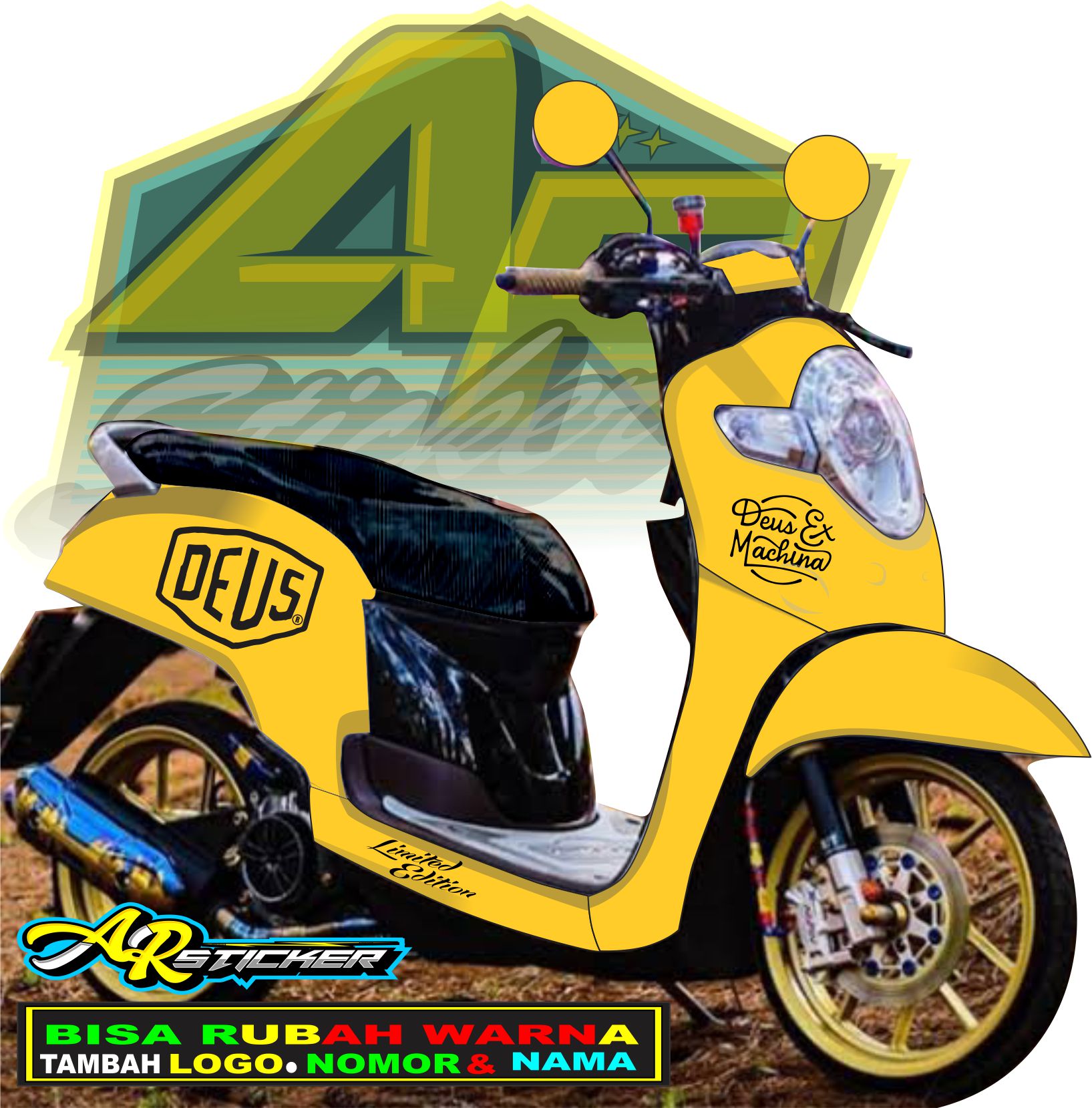 Decal scoopy DEUS Stiker Scoopy full body Full Blok Decal Scopy Dekal ...