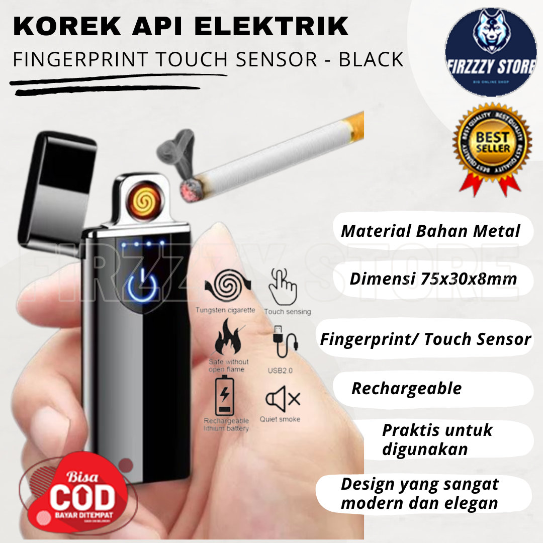 Korek Api Elektrik Fingerprint Touch Sensor - Black | Lazada Indonesia