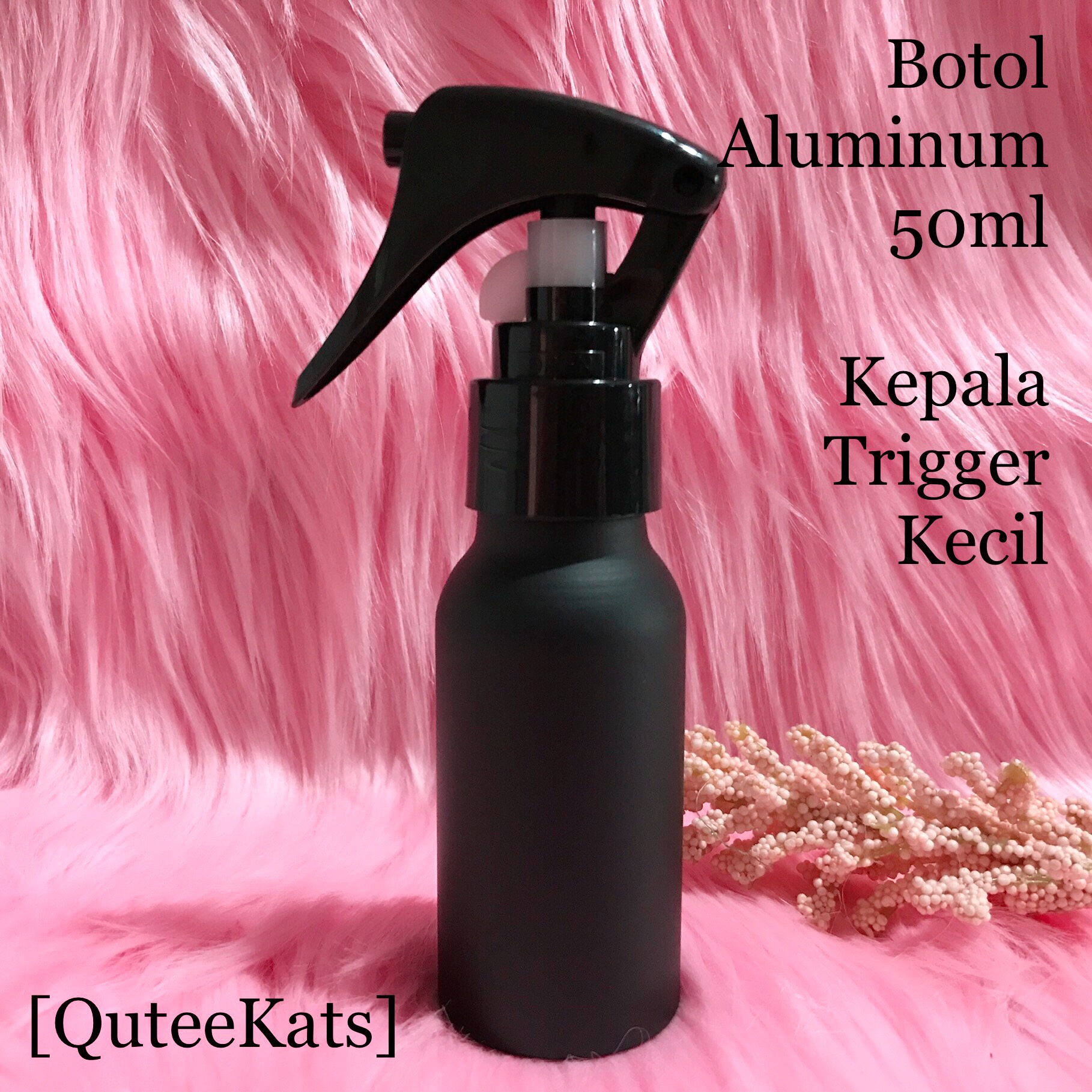 QuteeKats Botol Aluminium 50ml Spray Pump | Aluminum Bottle for ...