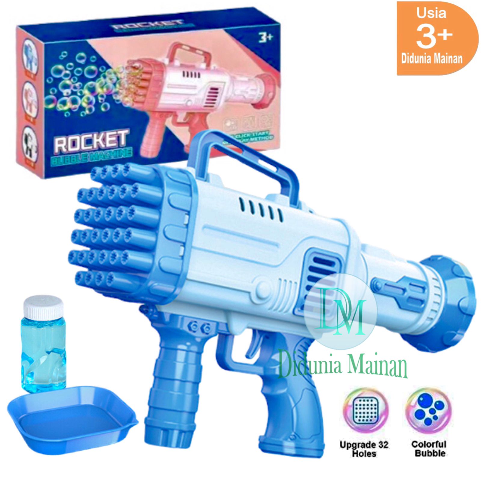 Mainan anak bubble gun bazooka rocket launcher tembakan gelembung sabun ...