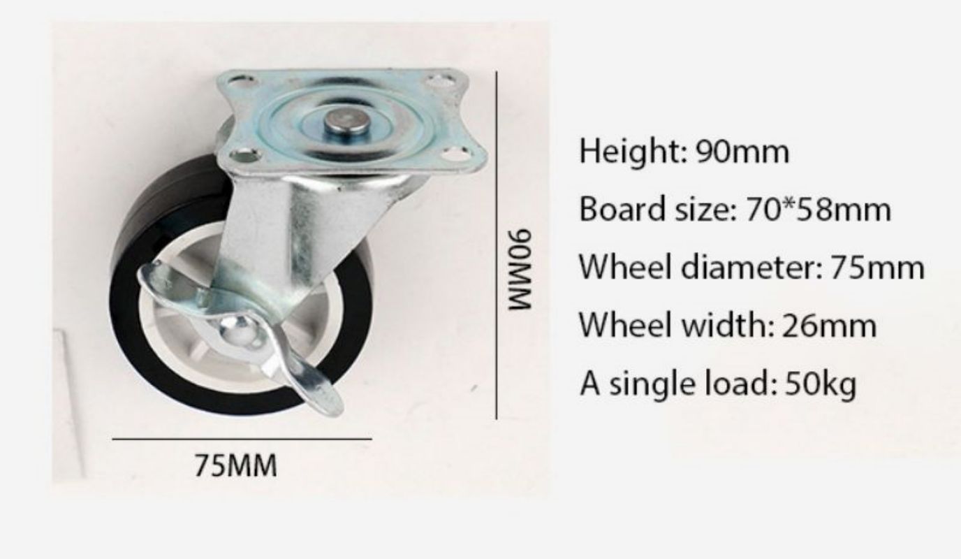 Roda Troli Rem 3 Inch 2 Inch Roda Etalase Roda Trolley PVC Casters ...