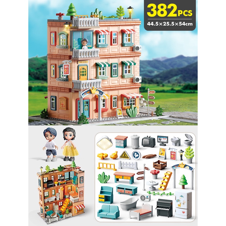MALOTOYS - Feelo Villa 382pcs Building Doll House Bricks Building ...