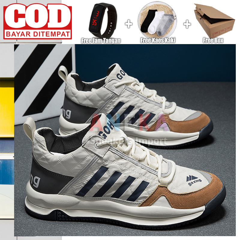 Sepatu Sneakers Pria Kulit Kasual Santai Jalan Nongkrong Kuliah Kerja ...