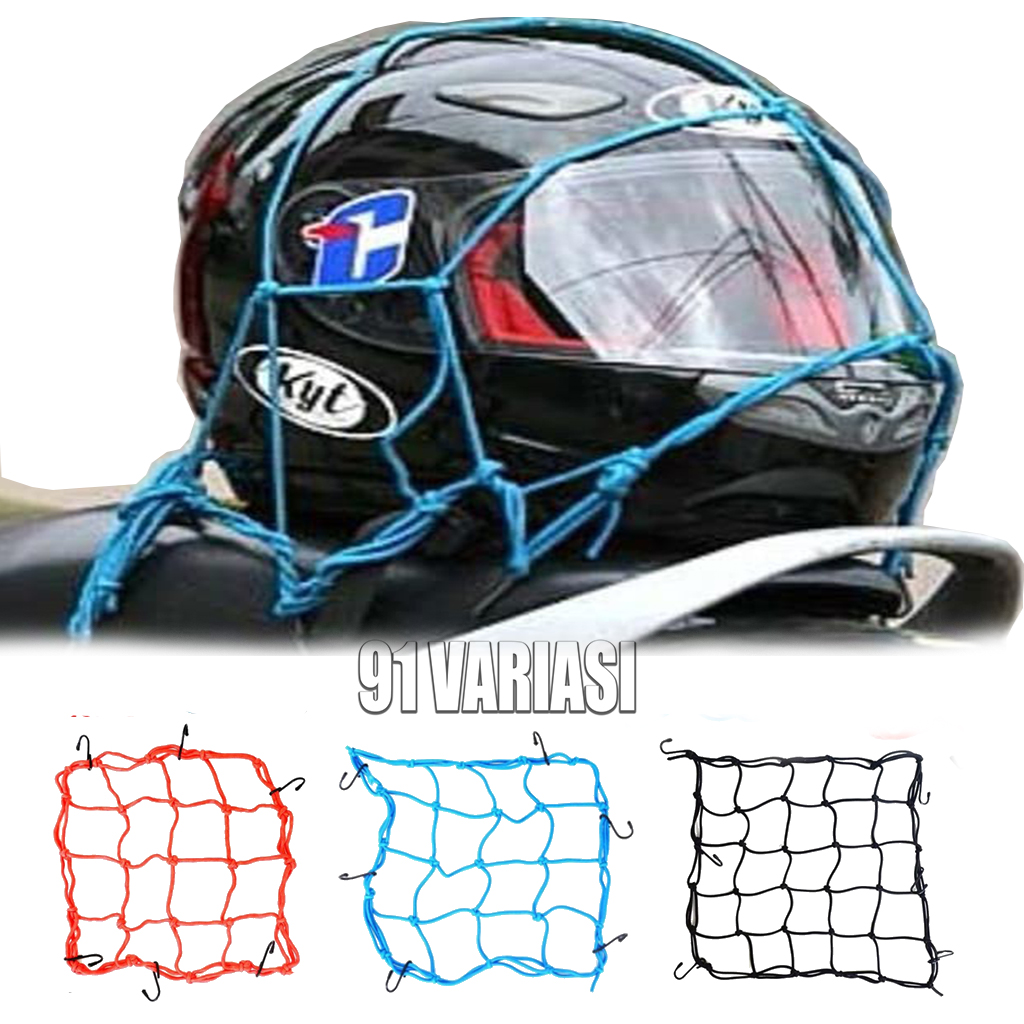 Jaring helm Motor Jaring Barang Jas Hujan Pengait Tali Karet SerbaGuna ...