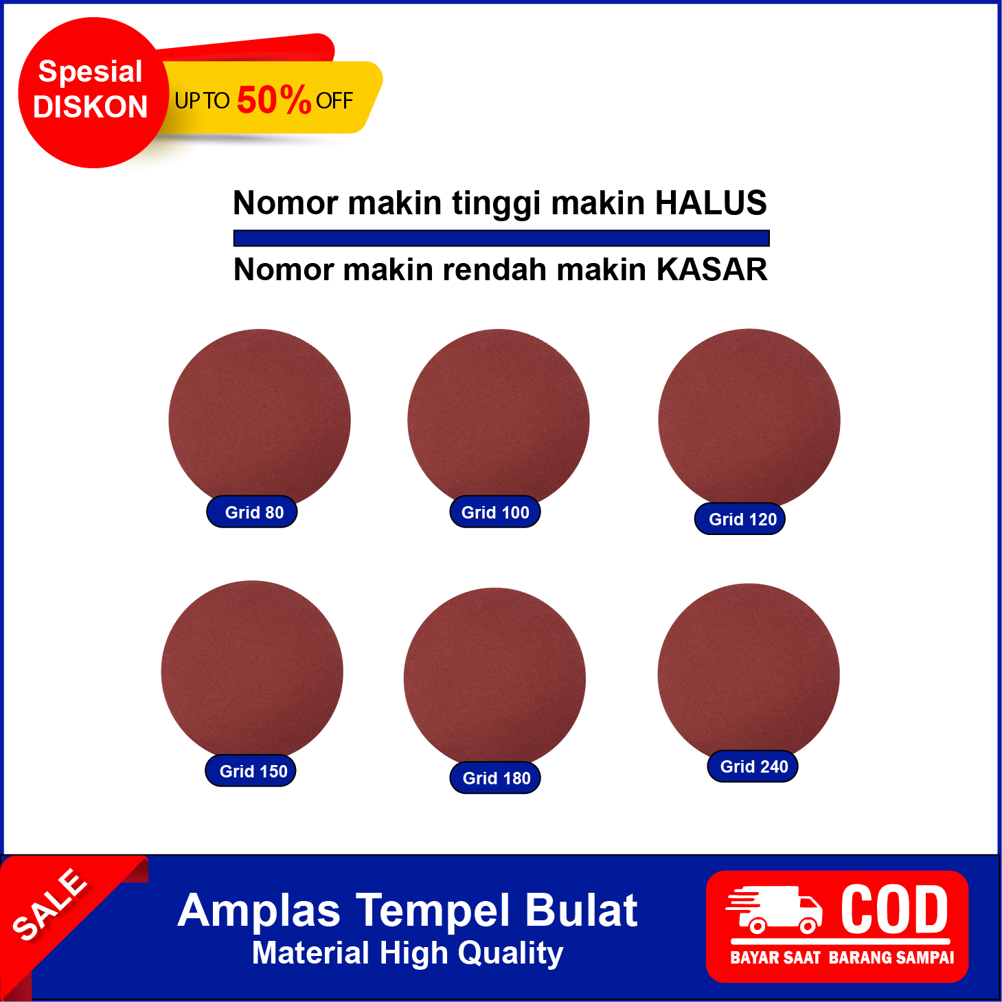 2PCS Amplas Bulat Velcro Ukuran 4 Inch Amplas Tempal Grinda Gerinda ...