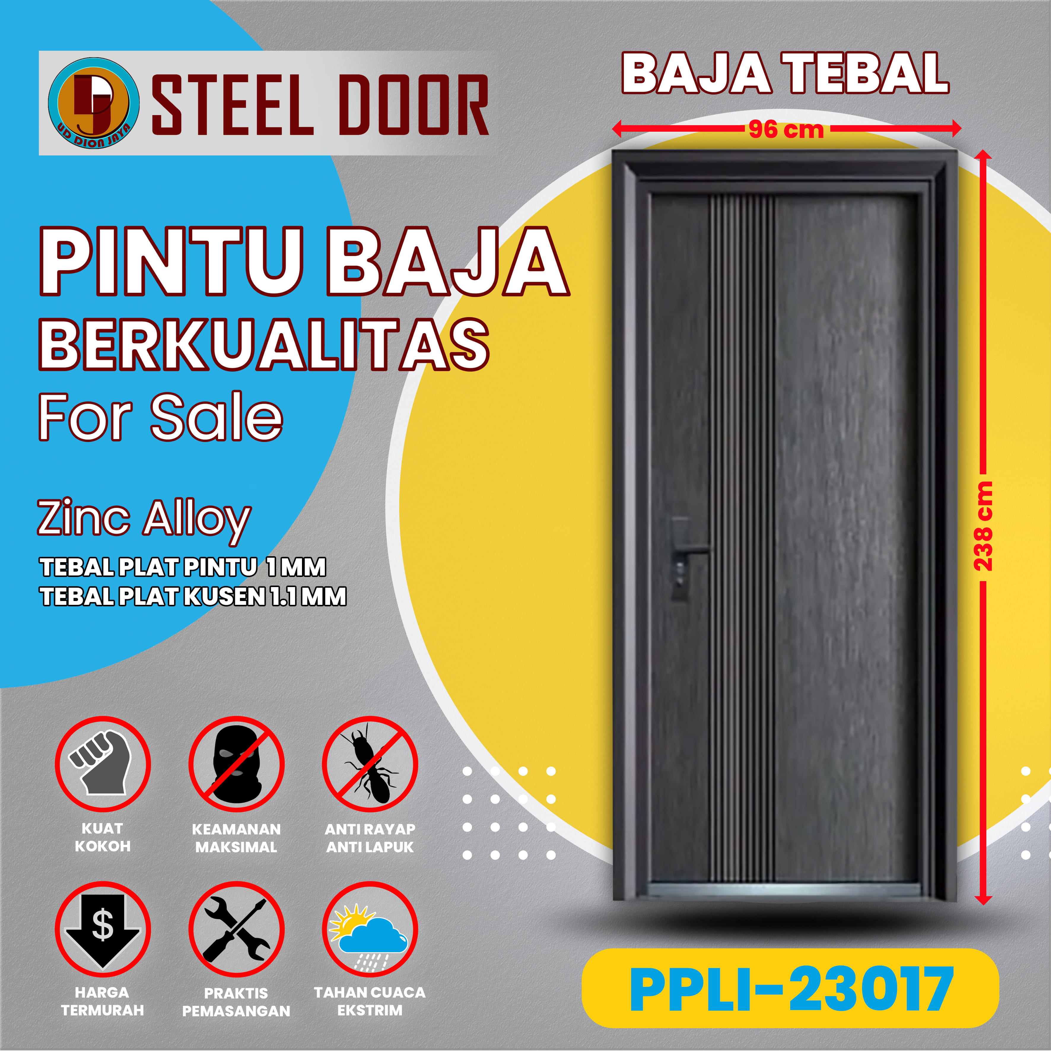 PINTU UTAMA SINGGLE LENGKAP 1 SET DAUN PINTU + KUSEN + KUNCI + HANDLE ...