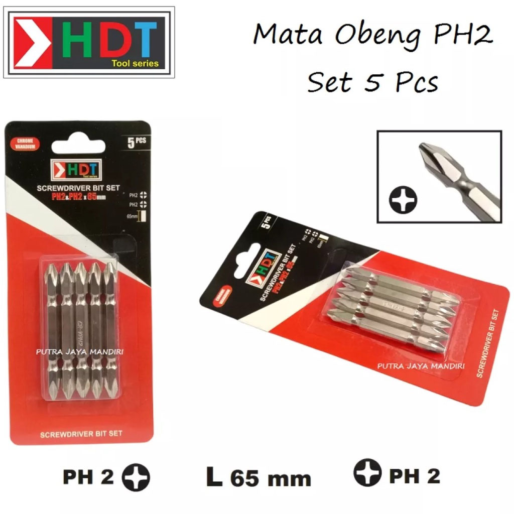 HDT MATA OBENG ANGIN PH2 X PH2 X 65 MM MATA BOR OBENG PLUS SET 5 PCS ...