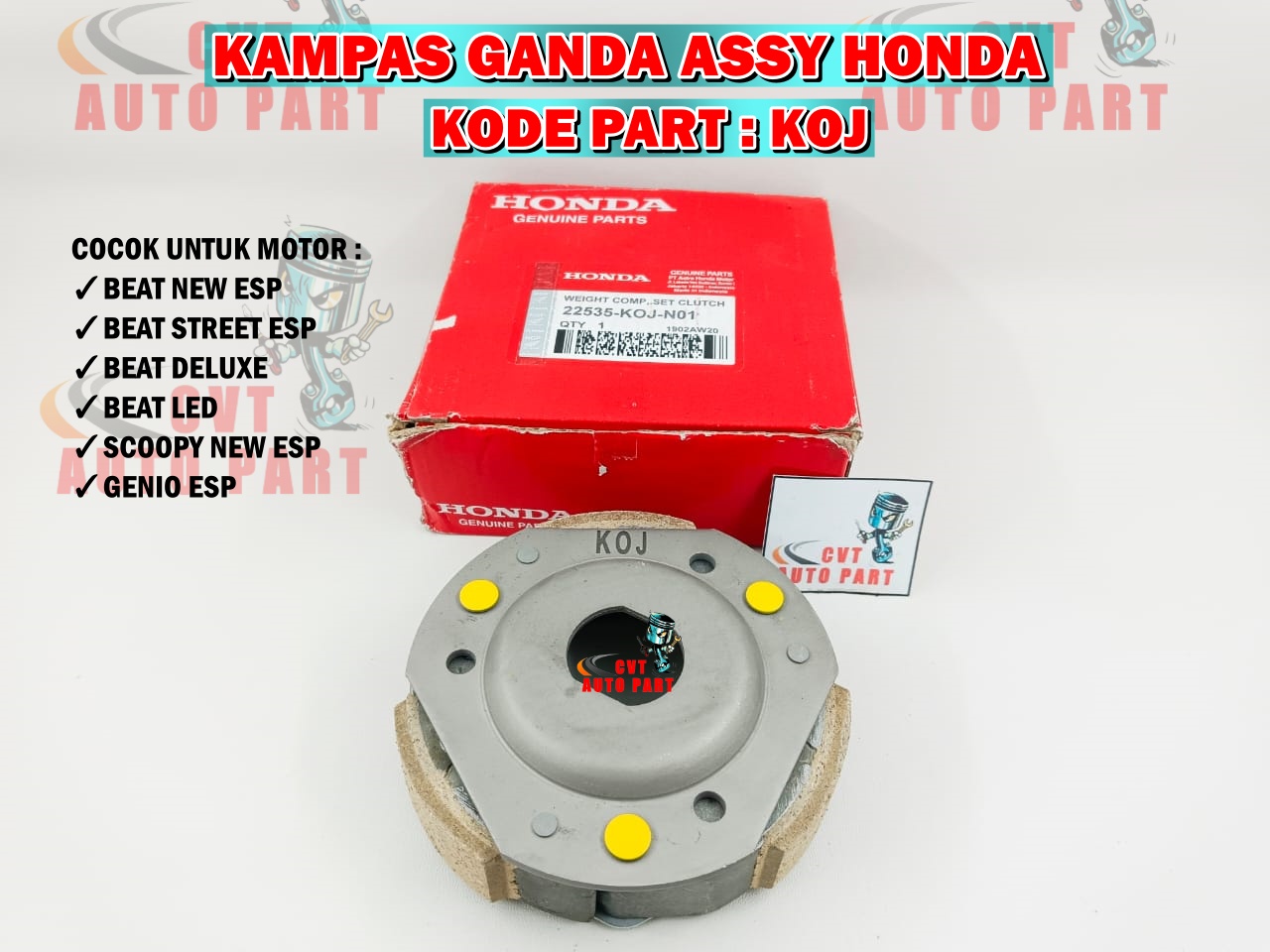 Kampas Ganda Assy KOJ Honda Genio, Beat Deluxe, Beat New Esp, Beat Led ...