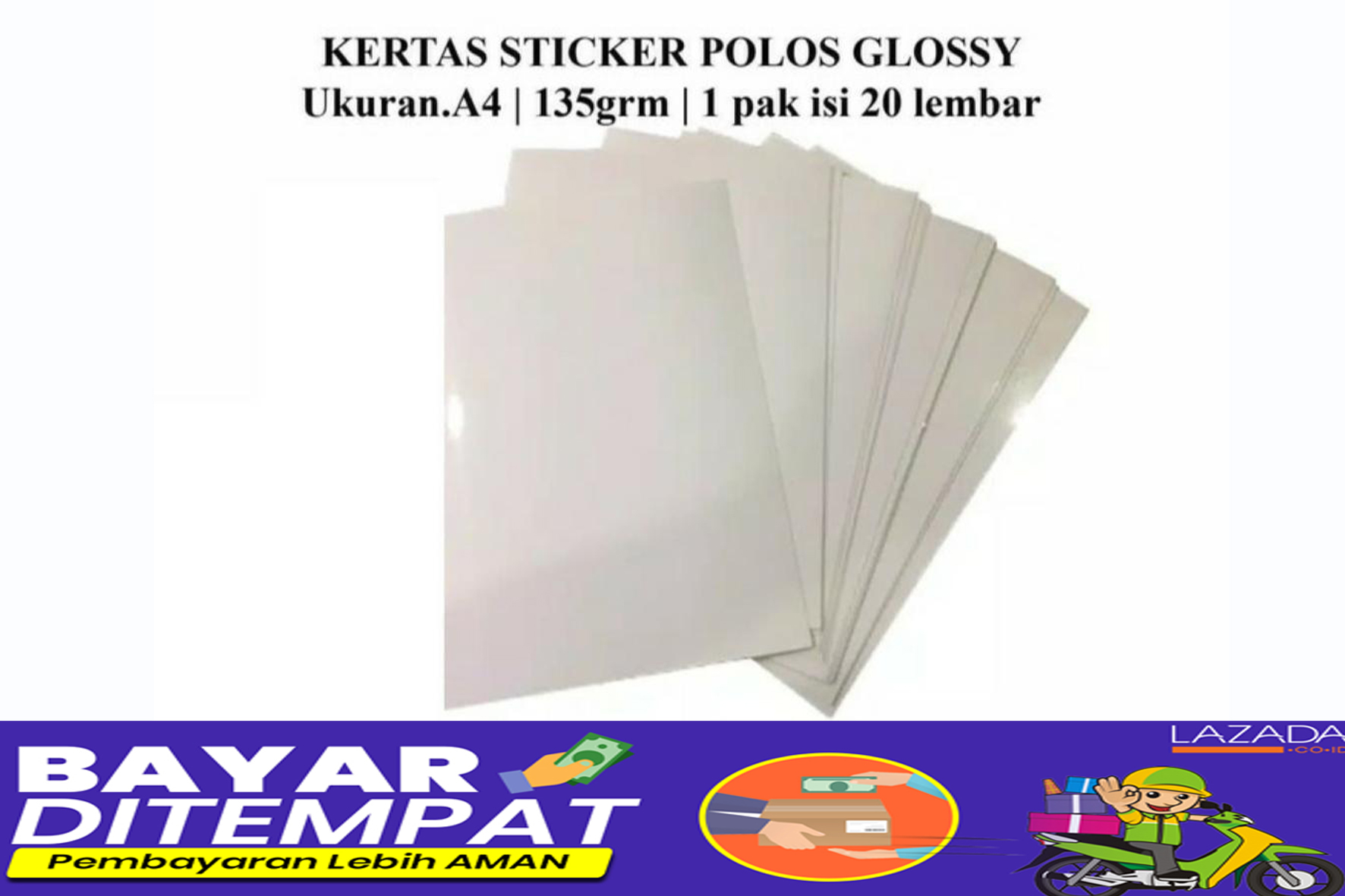 Kertas Foto Sticker Glossy 135 Polos / Kertas Stiker Polos Glossy A4 ...