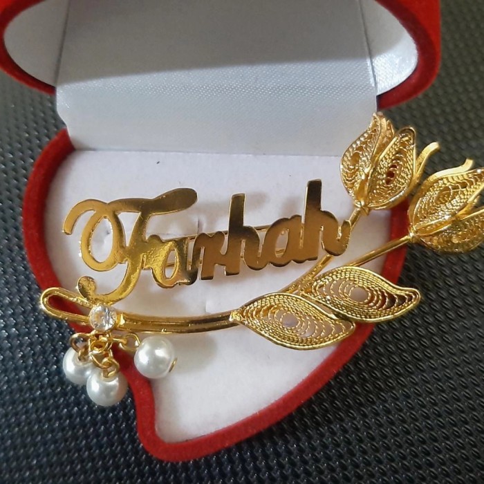 brooch custom nama custom bunga peniti nama pin nama tag nama gold ...