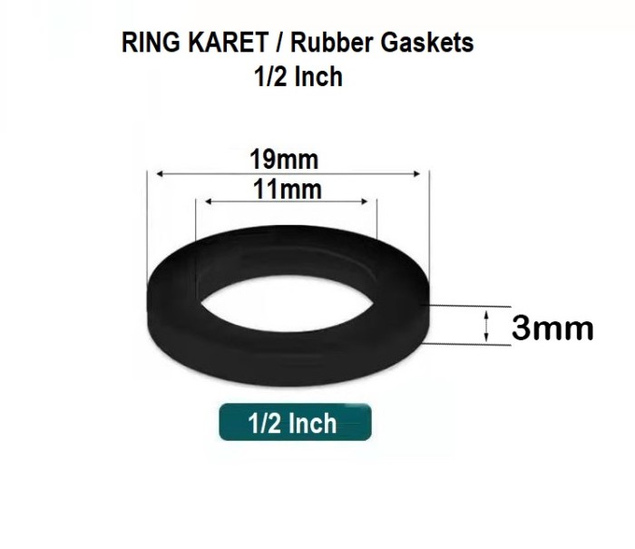 10 Pcs - Ring Karet 1/2 Inch Rubber seals Ring Karet 1/2" HITAM OC22H ...