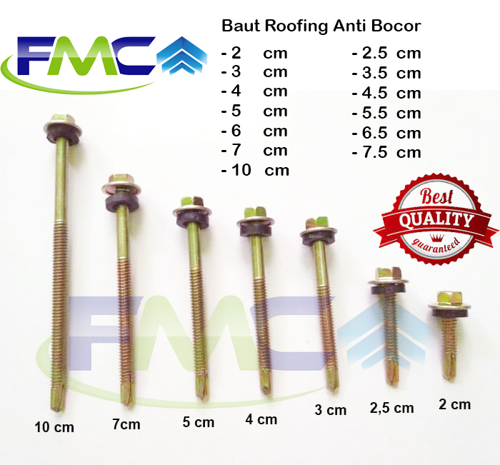 Baut Roofing Atap 2cm 3cm 4cm 5cm 6cm 7cm 10cm per 10 pcs Baja Ringan ...