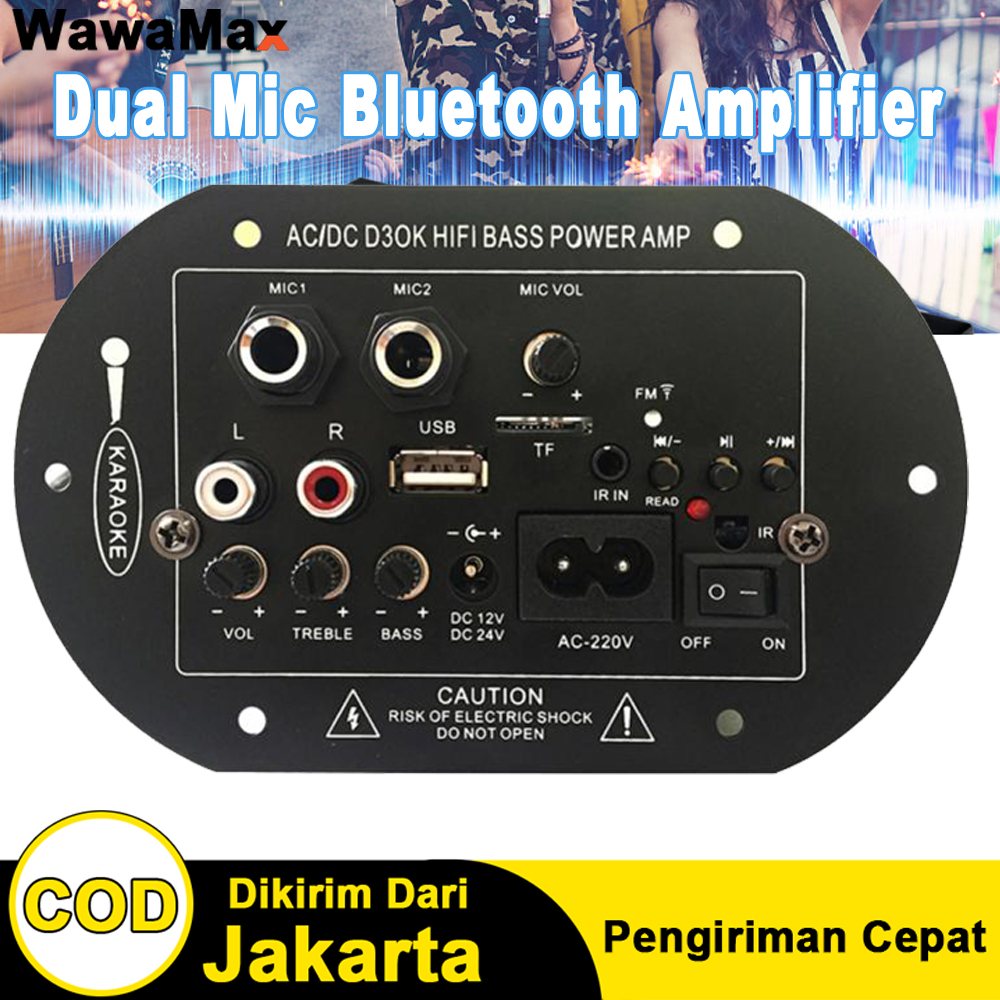 D3 Amplifier Board Audio Bluetooth USB Radio TF DIY Subwoofer Dual Mic ...