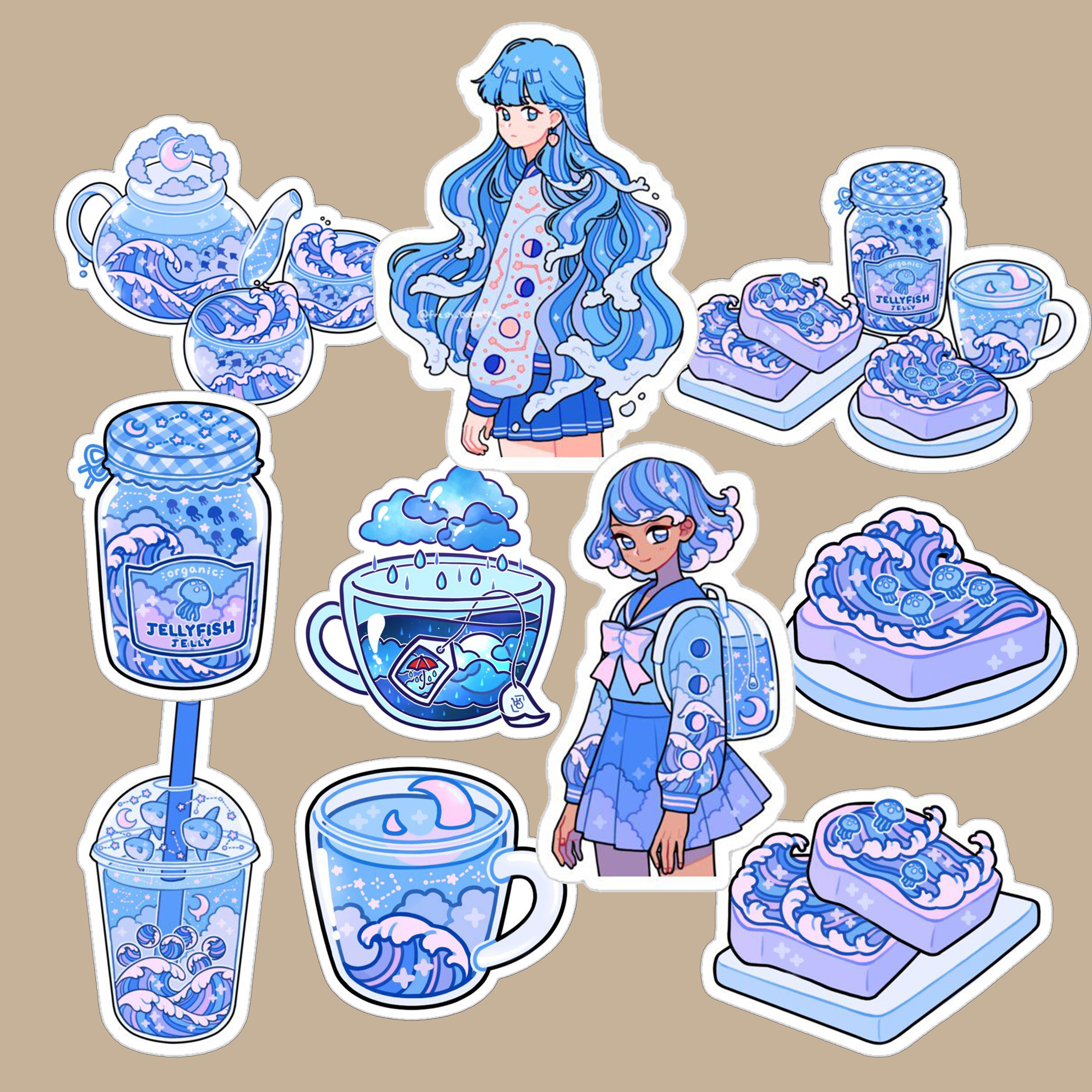 Sticker Aesthetic Stiker Tumblr Handphone Laptop Series Blue Ocean ...