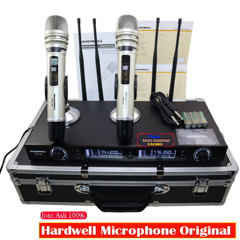 Mic Wireless Hardwell PRO-99 Microphone Werles 2 Handle Mikrofon Tanpa ...