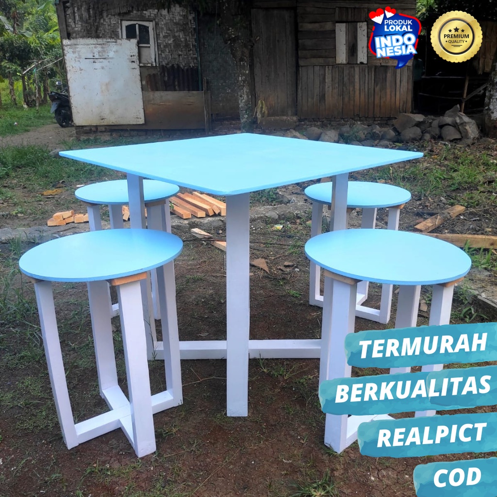 Meja Cafe Kotak Jumbo SET Minimalis Scandinavian Japandi (1 MEJA + 4 ...