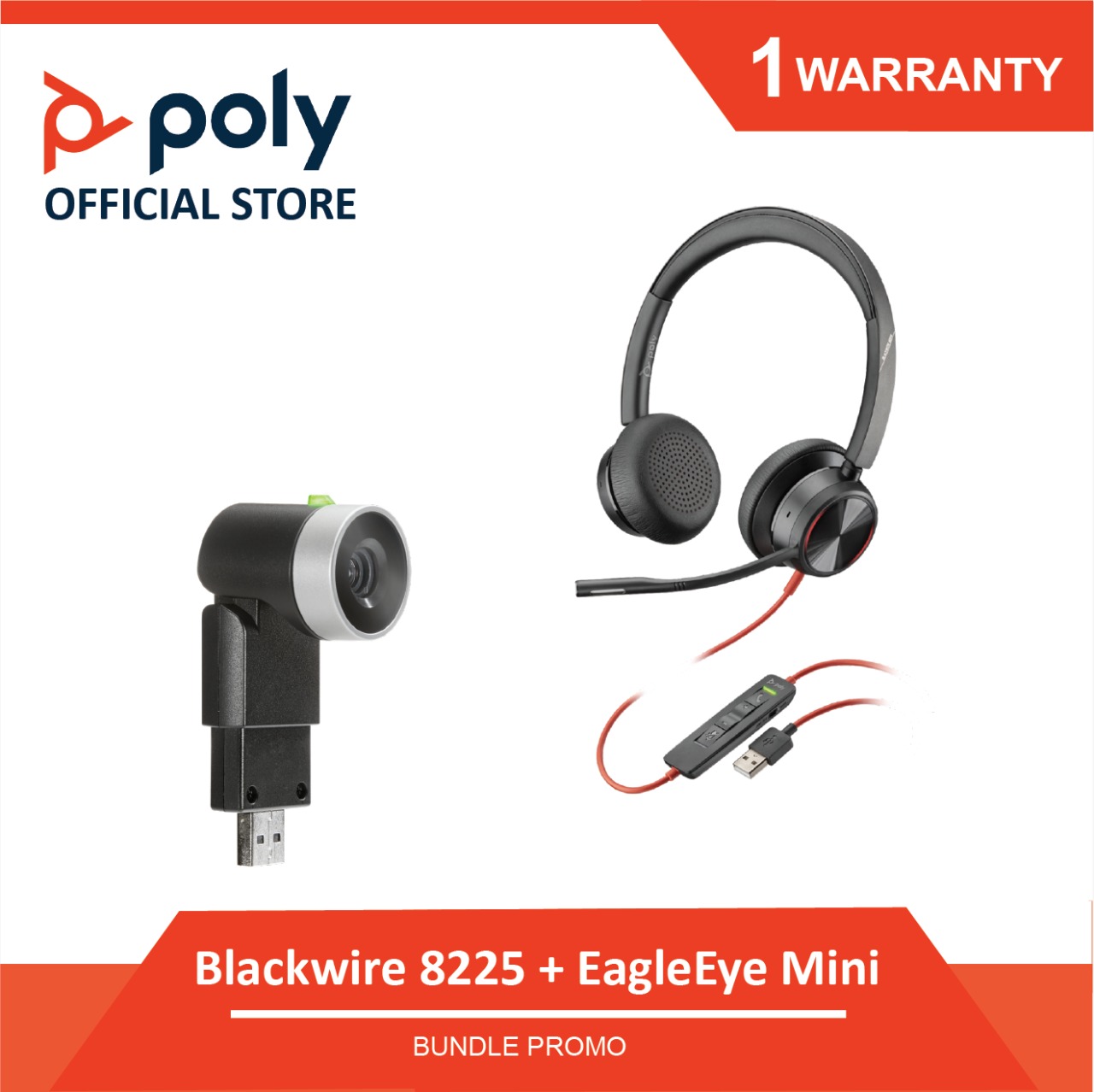 Poly Blackwire 8225 + Poly EagleEye Mini | Lazada Indonesia