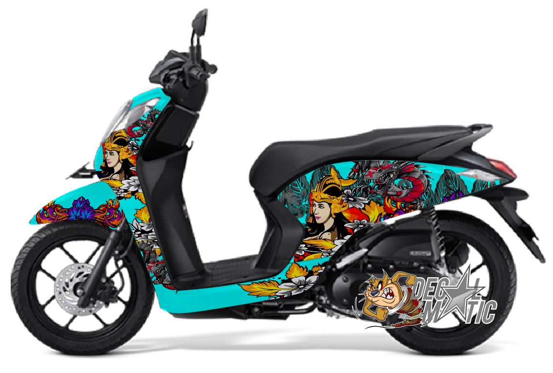 Stiker Full Body Decal Motor Honda Genio Merah Putih Hitam - Batik ...