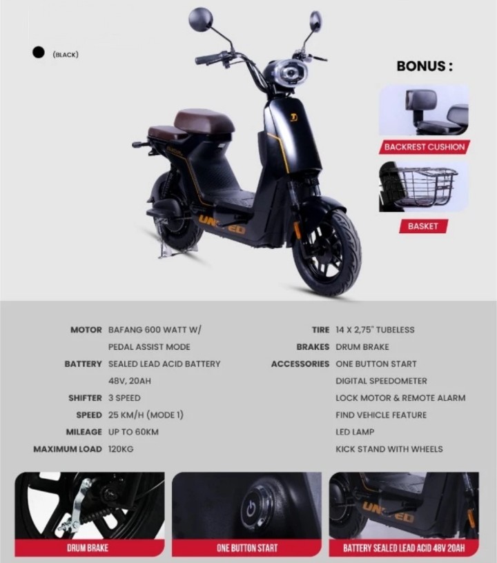 Sepeda Listrik Bike 600 watt Ban Tubeless - Motor Elektrik Bike 600w ...