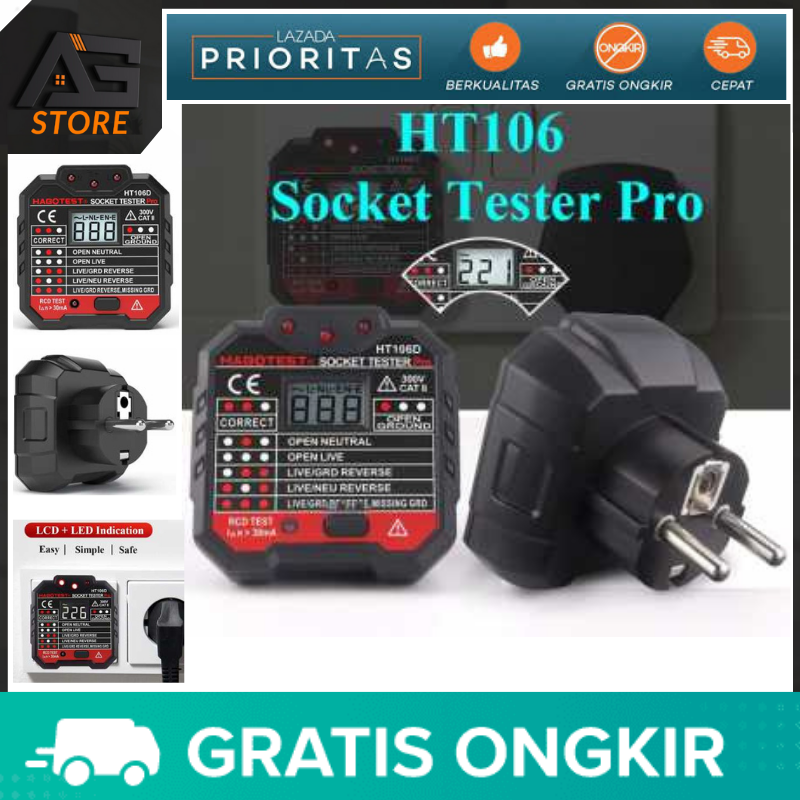 (BERKUALITAS) Stop Kontak Voltage Tester Socket Detector Eu Plug ...
