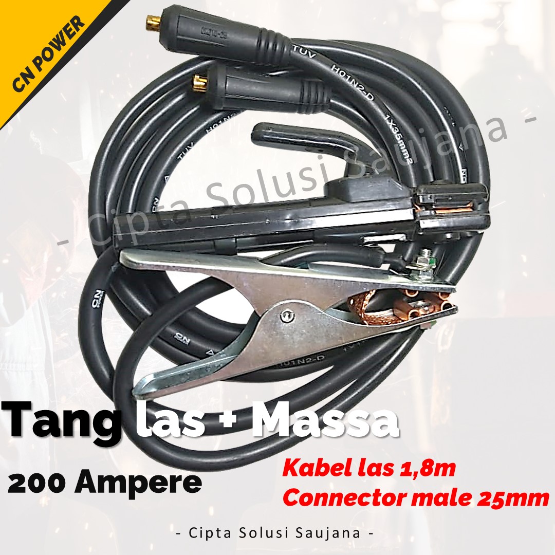 PAKET TANG LAS LISTRIK TANG MASSA ARDE SET 200A KABEL 2 METER STANG LAS ELECTRODE HOLDER EARTH ...
