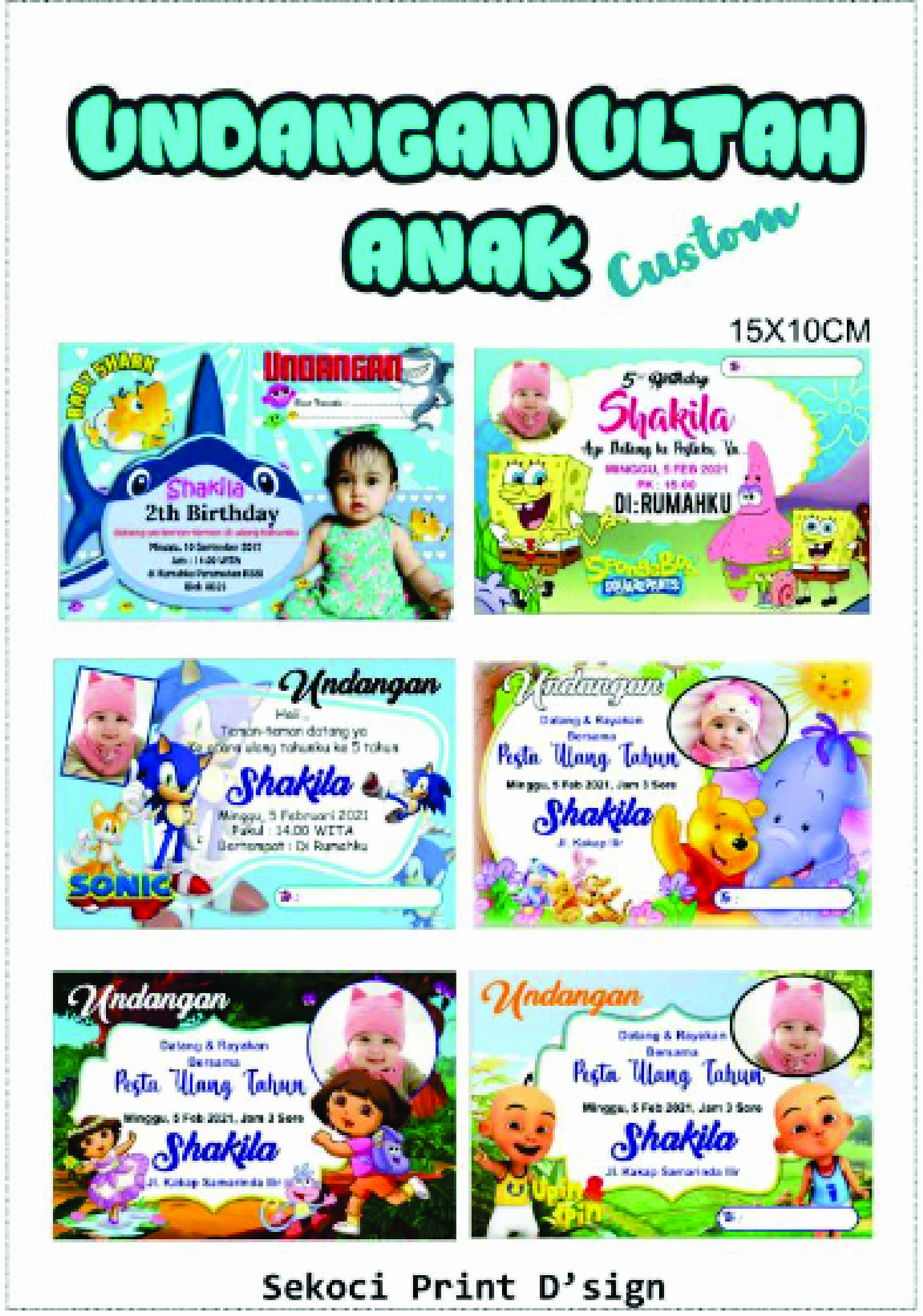undangan ulang tahun anak custom desain gratis | Lazada Indonesia