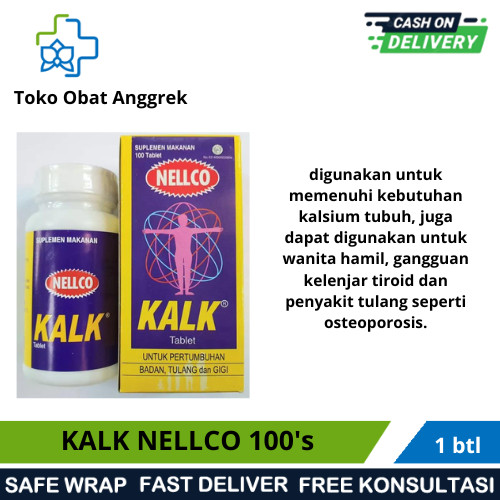 KALK NELLCO 100'S/KALSIUM 500MG ISI 100 TAB/CALCIUM TAB/VITAMIN TULANG ...