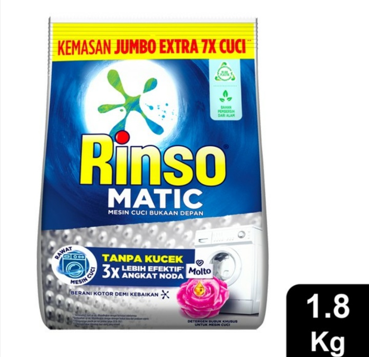 RINSO Matic Deterjen Bubuk Bukaan Depan 1.8 KG - Detergen Matic Front ...