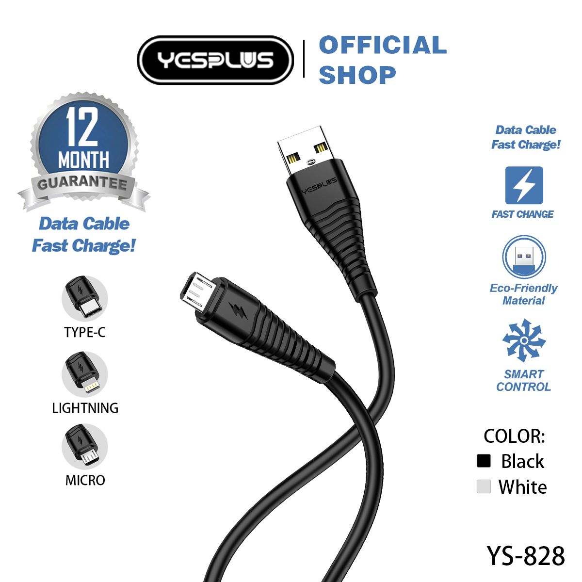 KABEL DATA FAST CHARGING QUICK CHARGER 6A FO USB TYPE C YS-828 | Lazada ...