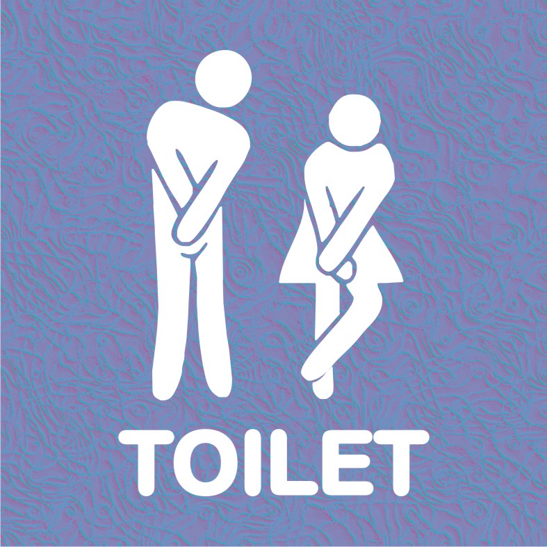 Stiker lucu logo toilet sedang kebelet untuk pintu tembok kaca rambu ...