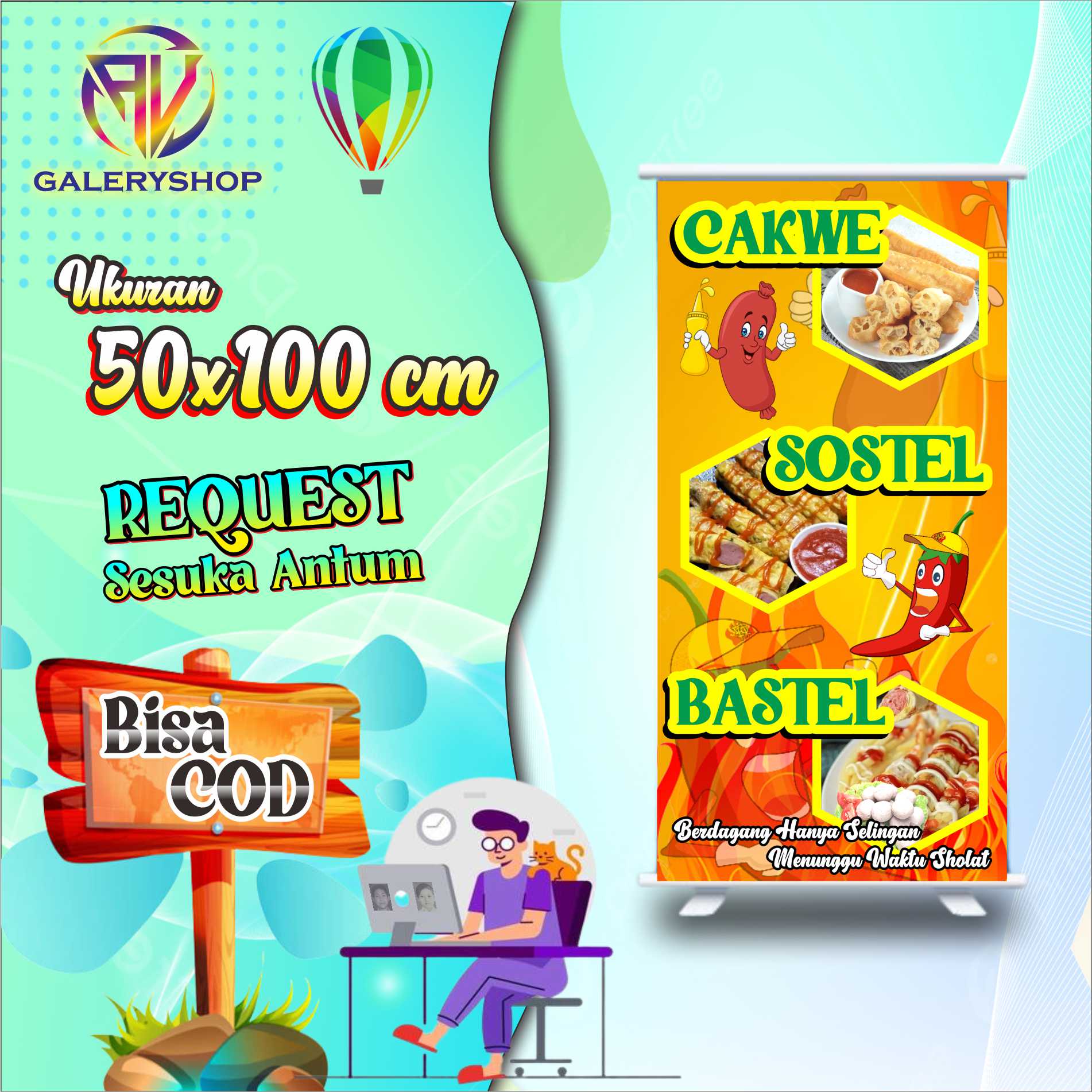 cetak spanduk banner jajanan sostel cakwe bastel dll 50x100cm | Lazada ...