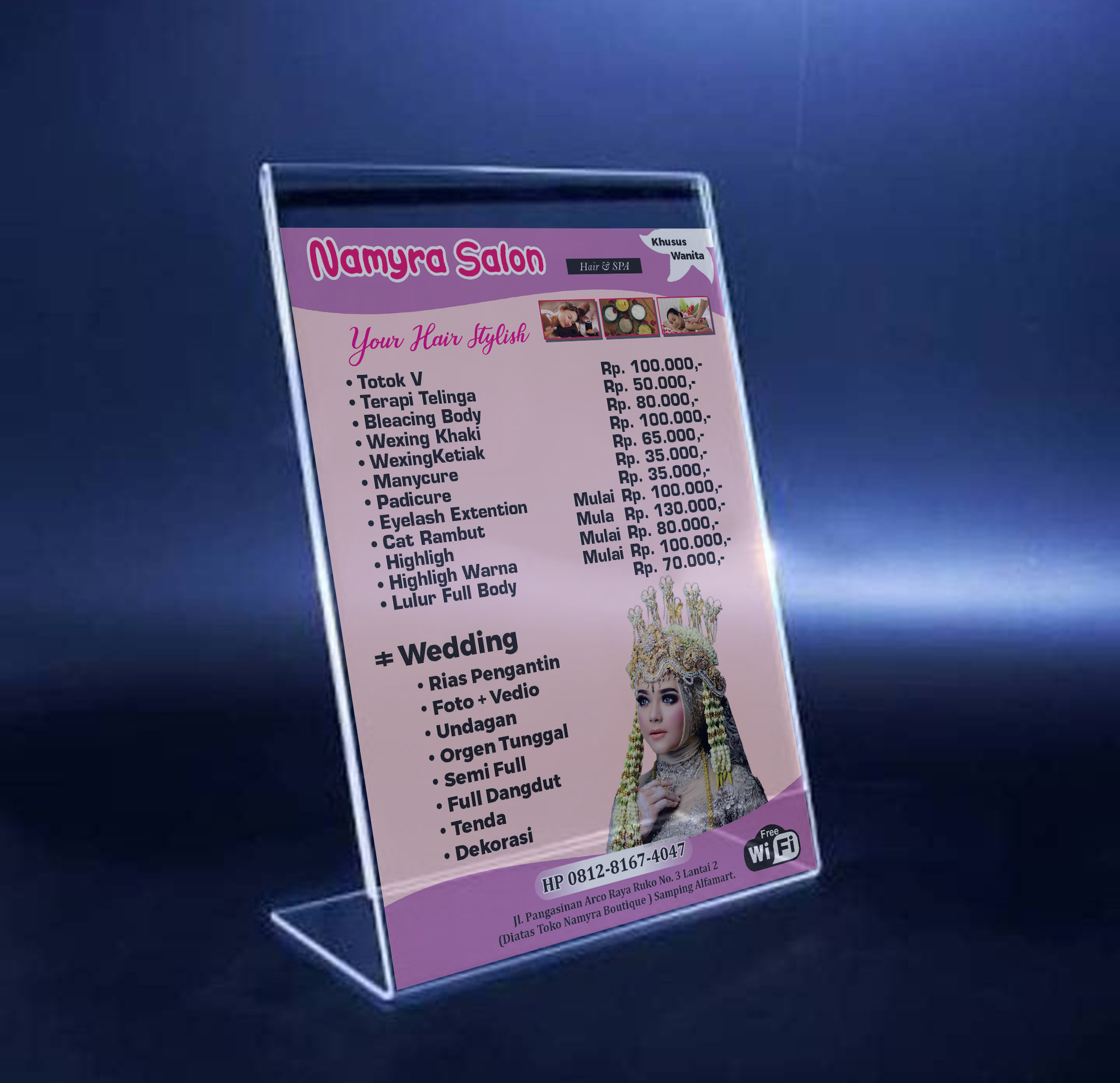 Acrylic/Akrilik Brosur A4 - Standing Brosur Akrilik - Nomor Meja ...