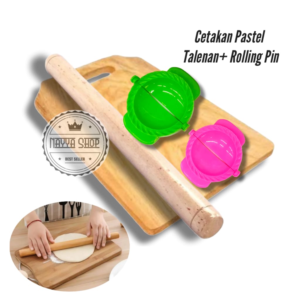 Paket Lengkap 2 Cetakan Pastel Dengan Talenan Dan Rolling Kayu | Lazada ...