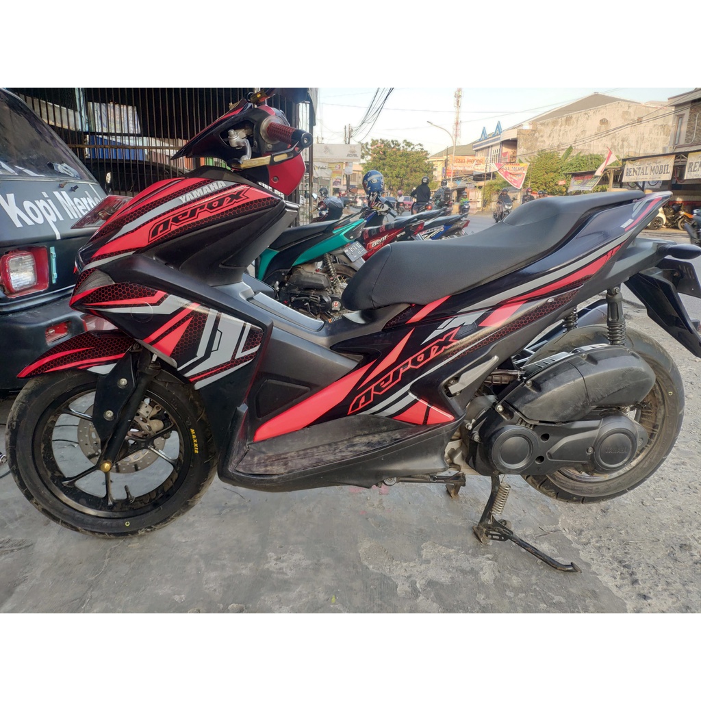 Stiker Aerox 155 Decal Full Body Aerox 155 Premium Black and Red Glossy ...
