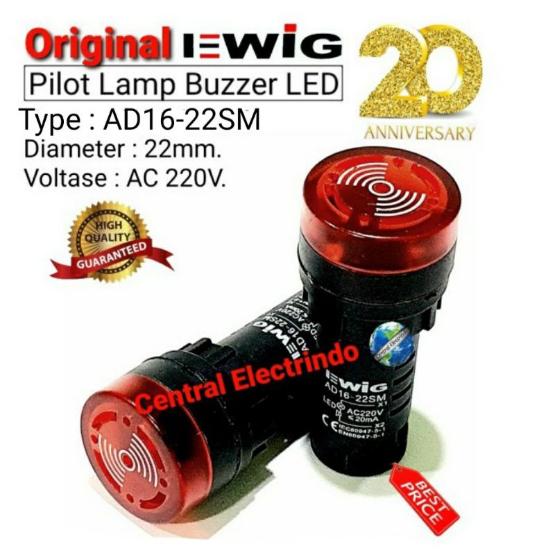 Pilot Lamp Buzzer LED 22mm AC 220V EWIG. | Lazada Indonesia