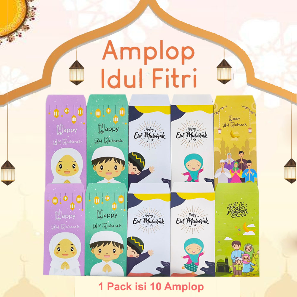 R 1 PACK ISI 10 Lembar Amplop Lebaran COUPLE / DAUN Amplop Idul Fitri ...