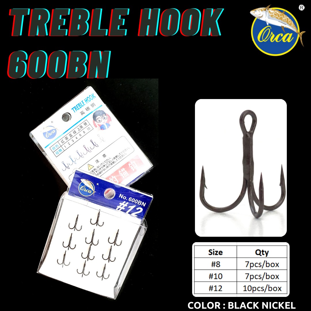 Treble Hook Orca 600BN Ukuran #8 #10 #12 Pancing Jangkar Warna Hitam ...
