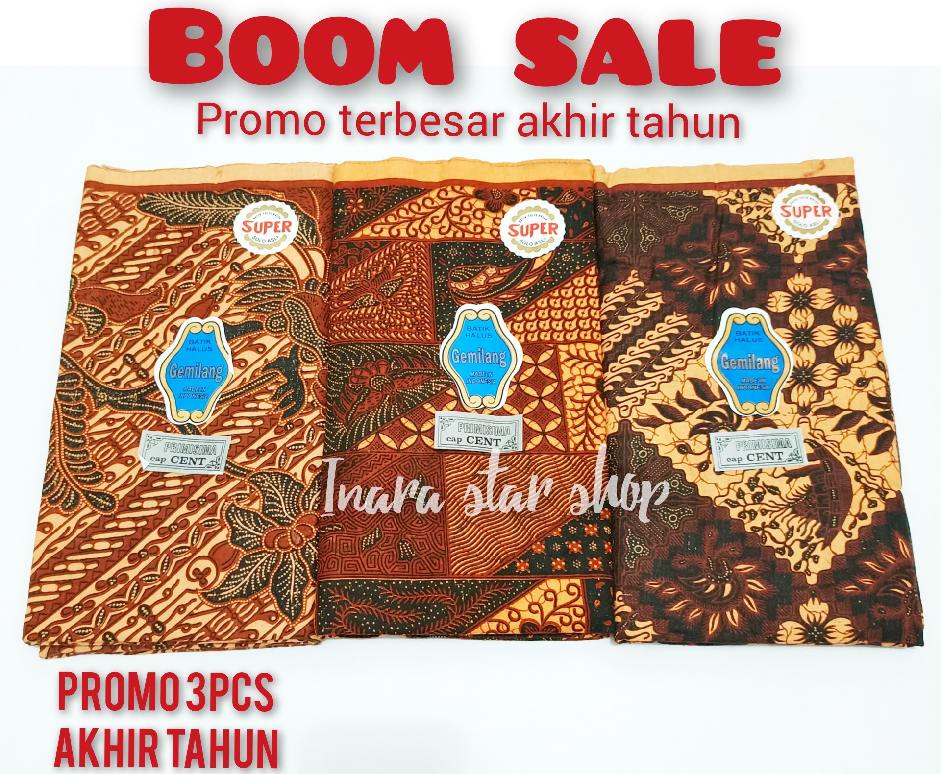 PROMO 3 PCS KAIN PANJANG GEMILANG//KAIN SUPER CAP CENT//KAIN PANJANG ...
