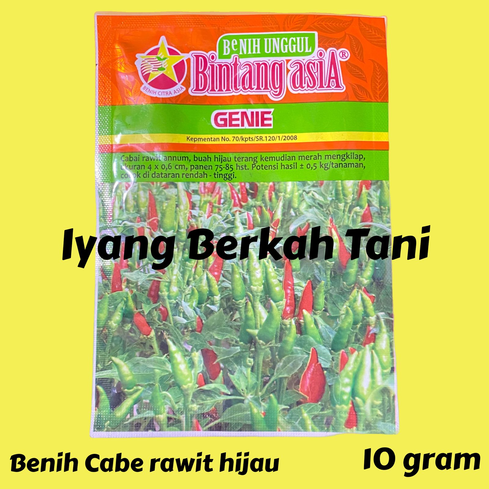 Benih Bibit Cabe Rawit Unggul GENIE isi 10 Gram Benih Produk BINTANG ...