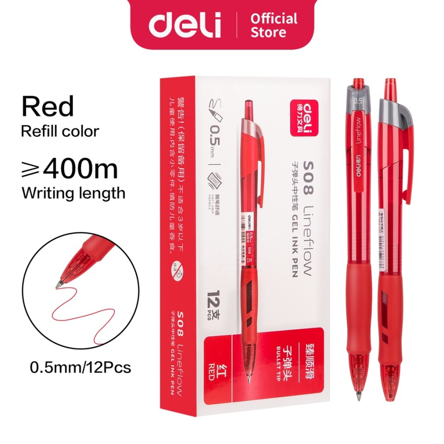 Pulpen DELI Lineflow Gel Pen 0.5mm - S08 | Lazada Indonesia